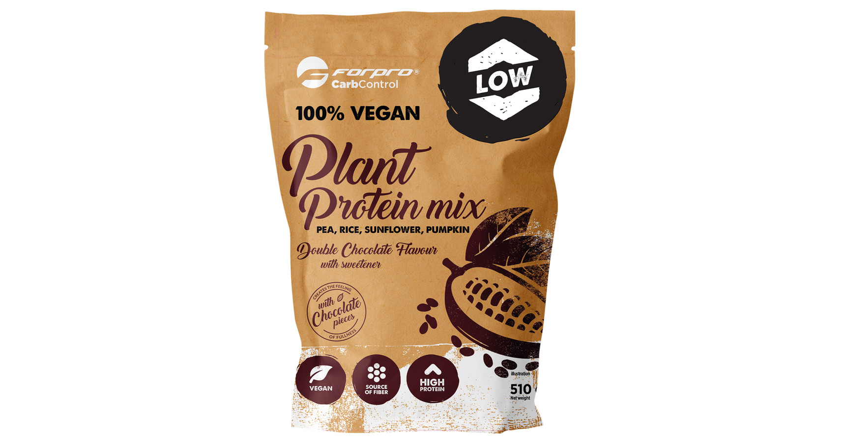 FORPRO 100% Vegan Plant Protein Mix 510g Double Chocolate