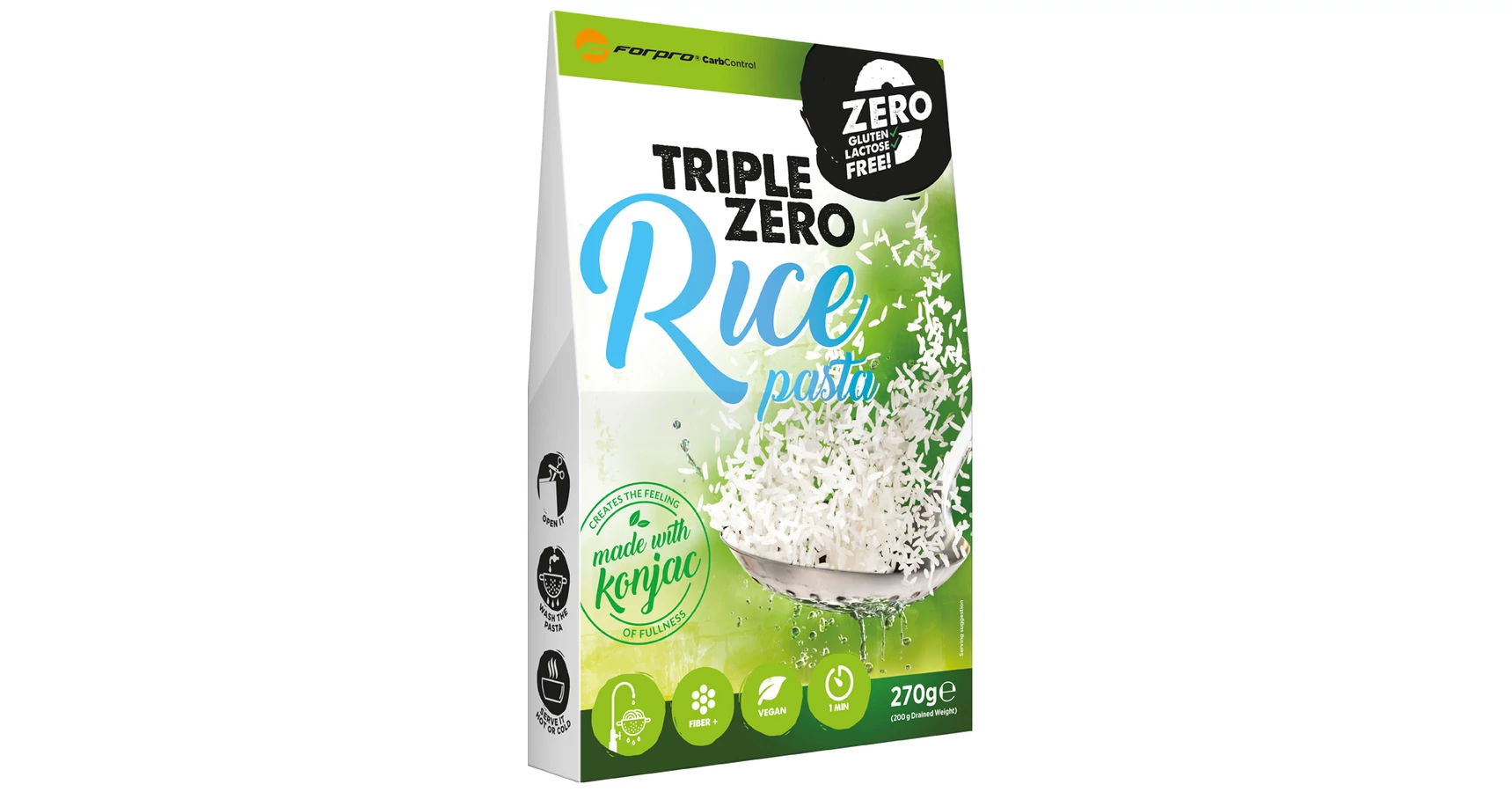 FORPRO TRIPLE ZERO PASTA RICE 270g- Szénhidrátcsökkentett tészták